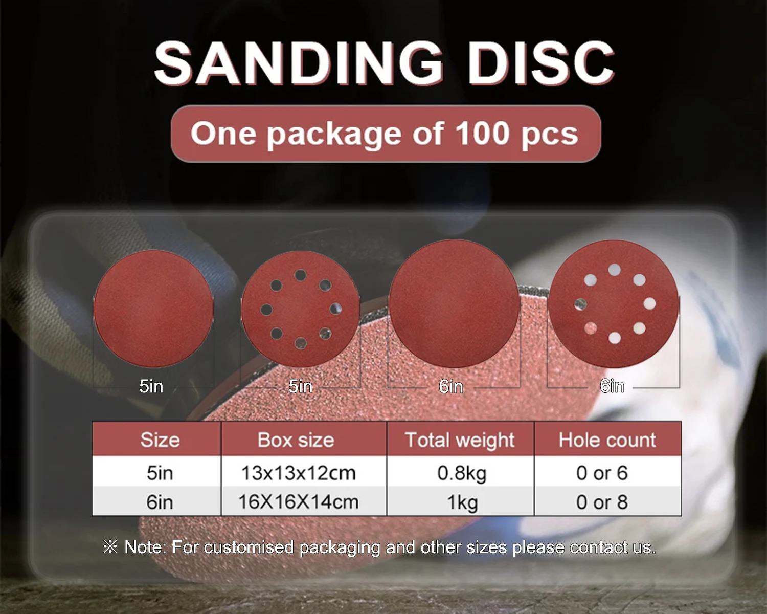 6 Inch Red Aluminium Sand Disc 8 Hole 17 Holes Hook And Loop Sanding ...