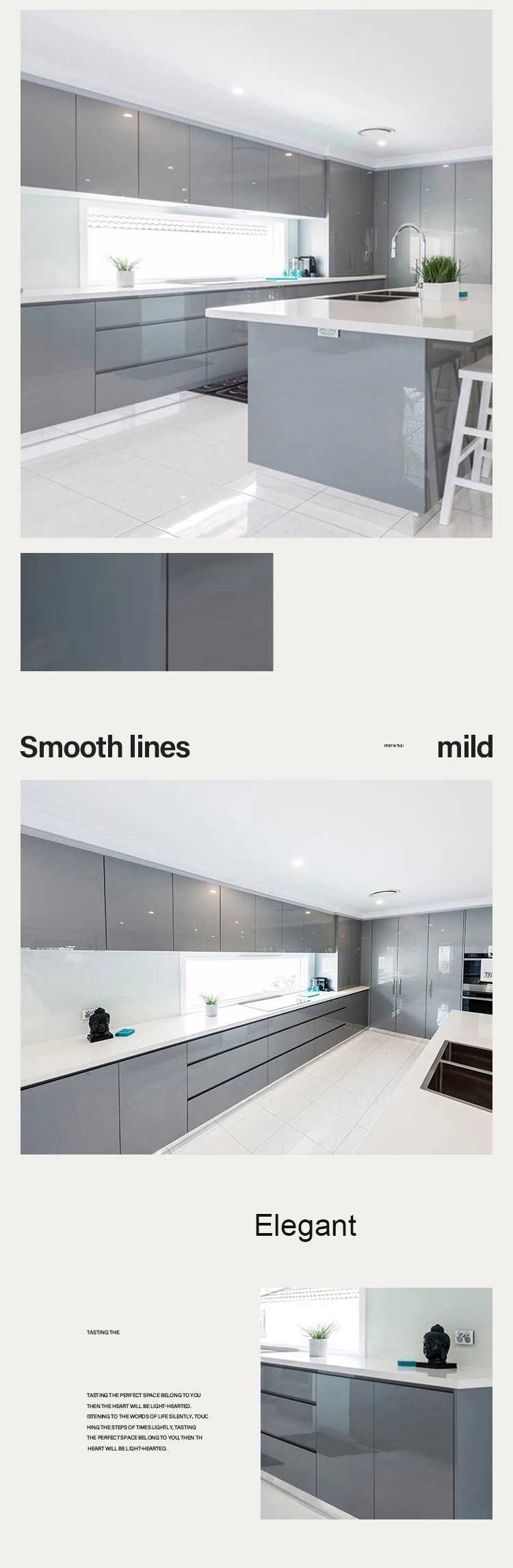 Realgres Modern Grey Glossy UV Lacquer Cabinet Furniture