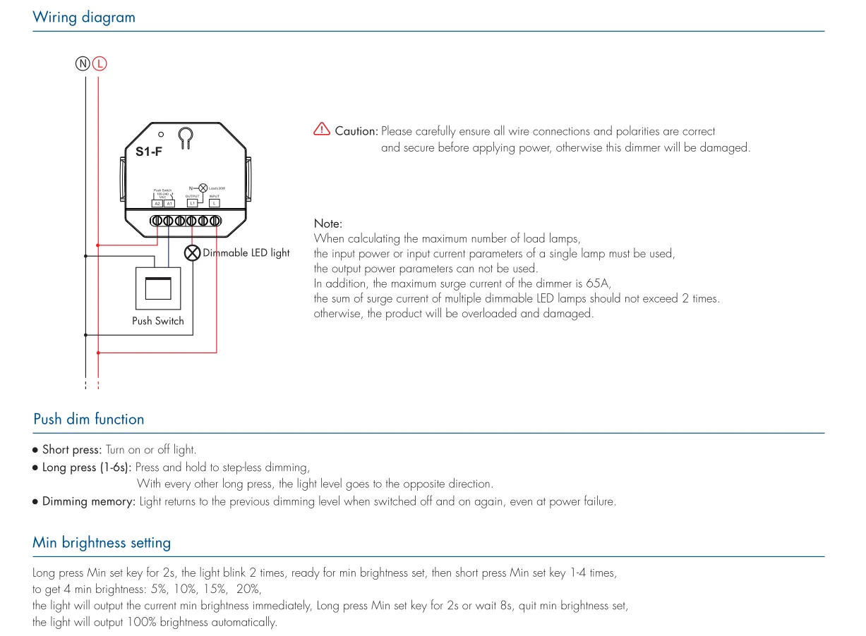 Skydance Single Line Ac Phase Cut Rf Dimmer 100~240vac Triac Push ...