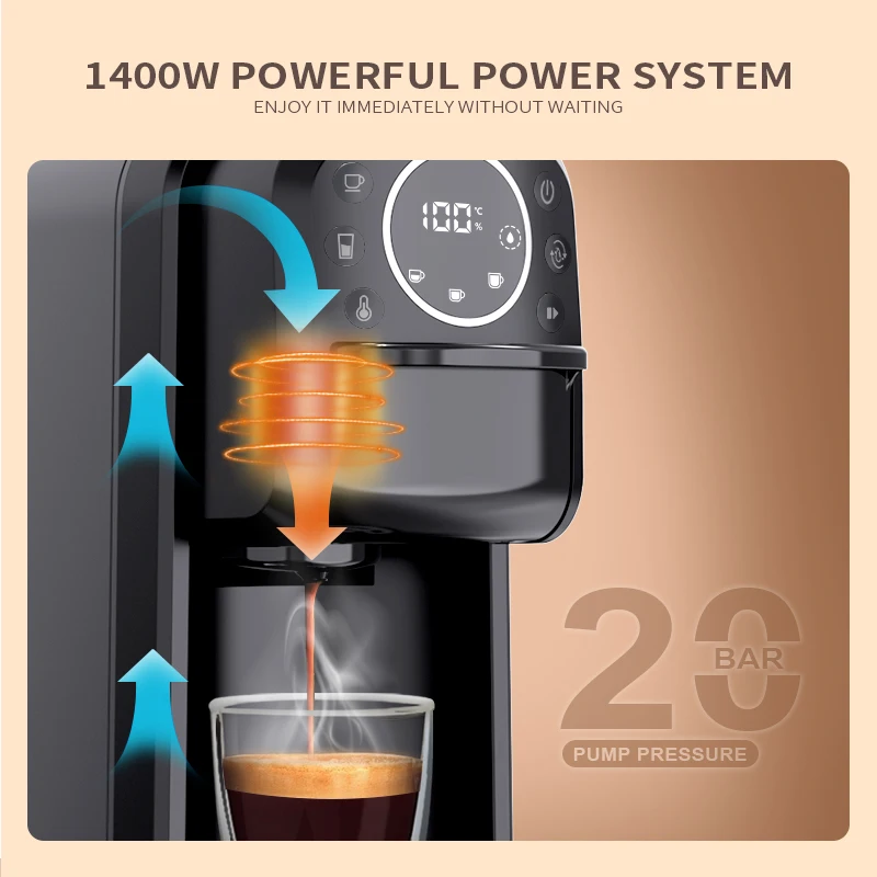 20 Bar Electric Coffee Maker - Stainless Steel & Eco-friendly