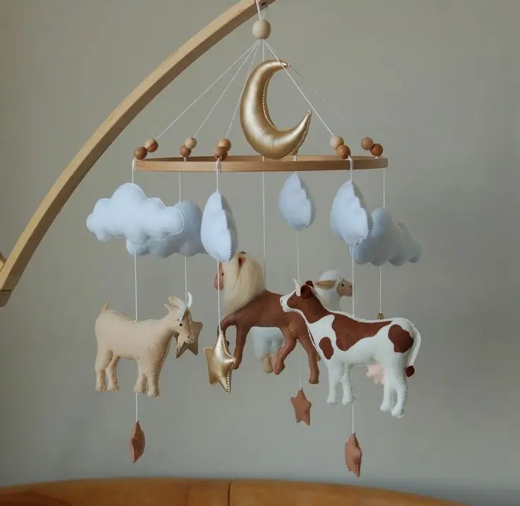 Farm Baby Mobile Cow Horse Goat Sheep Neutral Animals Nursery Mobile ...