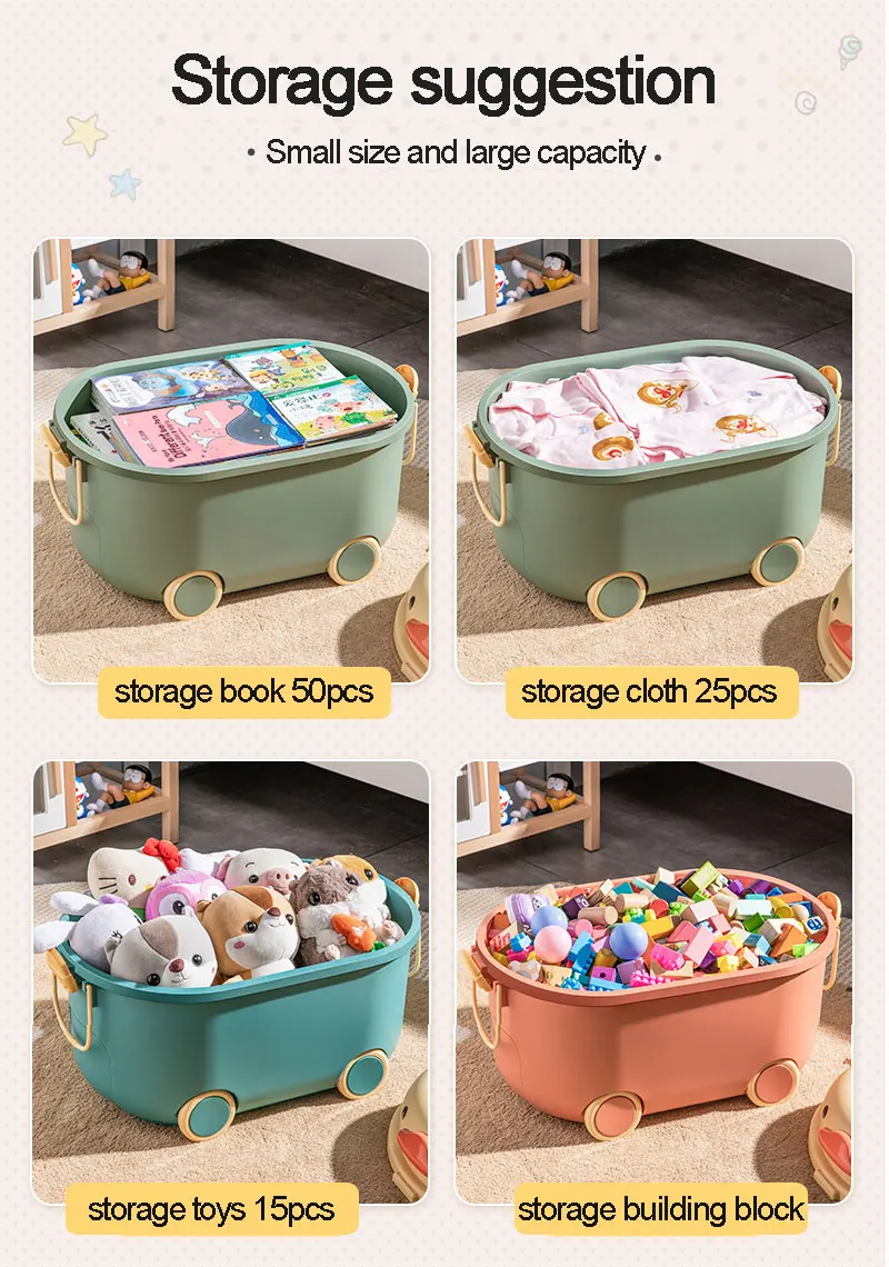 Cute Kids Storage Box Toys Books Storage Chest Cartoon Plastic Storage ...