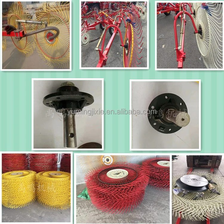 High Productivity Hay Rake Machine - 4 Wheel Rotary Grass Collector
