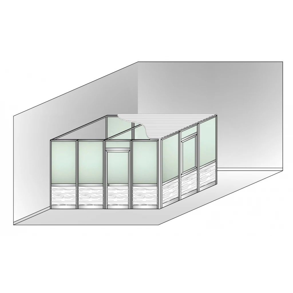 Italfrom Modular 3-Sided Aluminum Box with Satin Glass and Beads 4x3 M ...