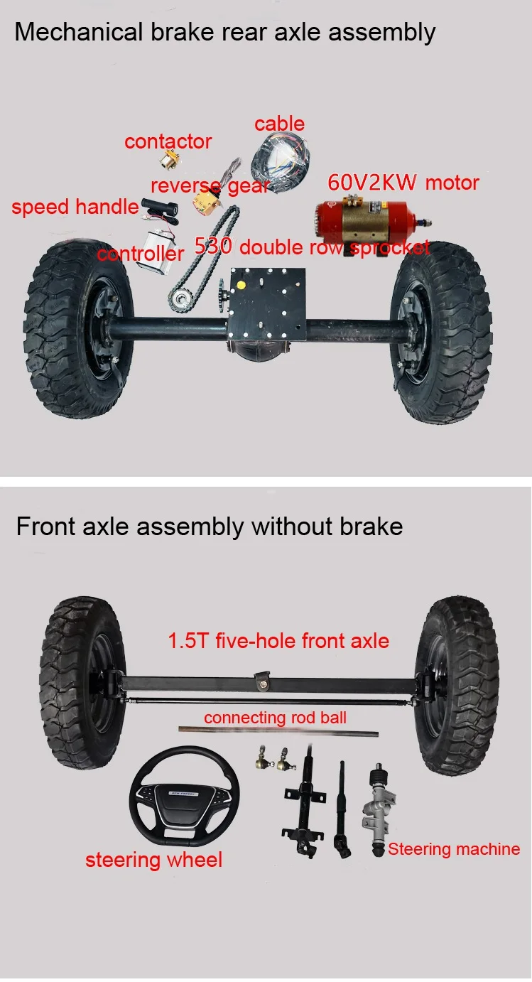 High Load 1.5ton 2000W Electric Vehicle Rear Assembly