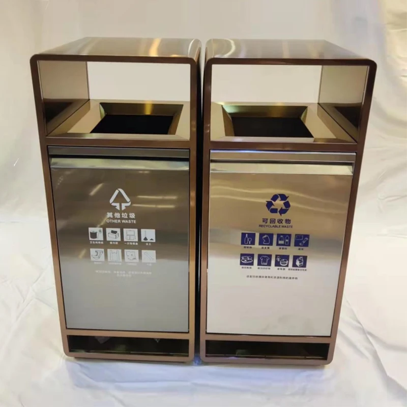 Leasylife Large Commercial Vertical Stainless Steel Trash Can