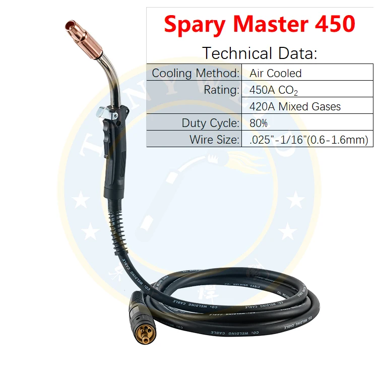 Tweco MS450 MIG Gun 450A 15FT Euro Connector for Heavy Duty Welding ...