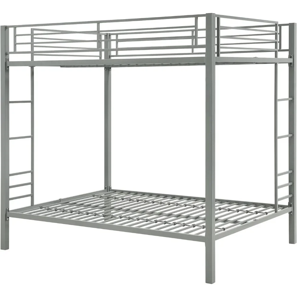 Modern Stainless Steel Metal Double Deck Bed Frame Drawers King-Size ...