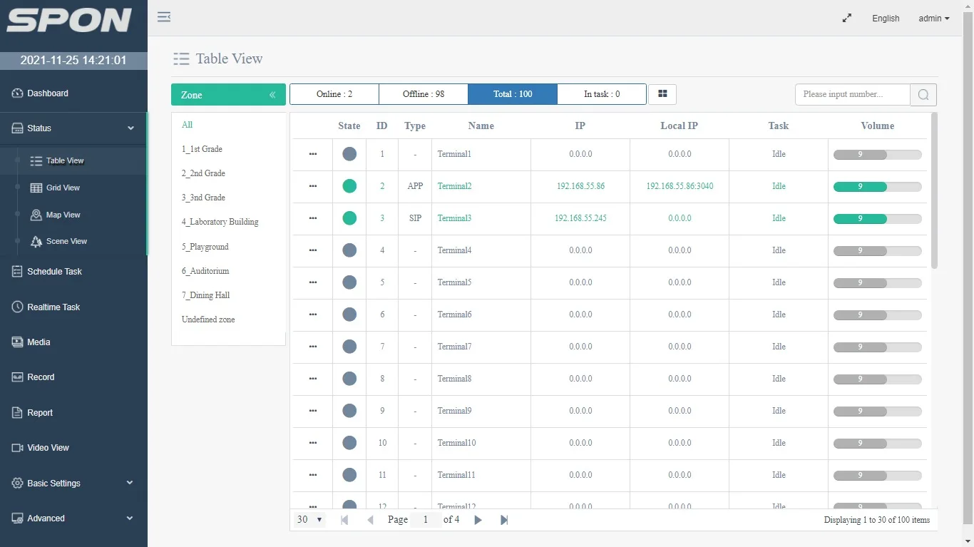 SPON XC-9000 IP Network Public Address PA Paging Intercom System Software