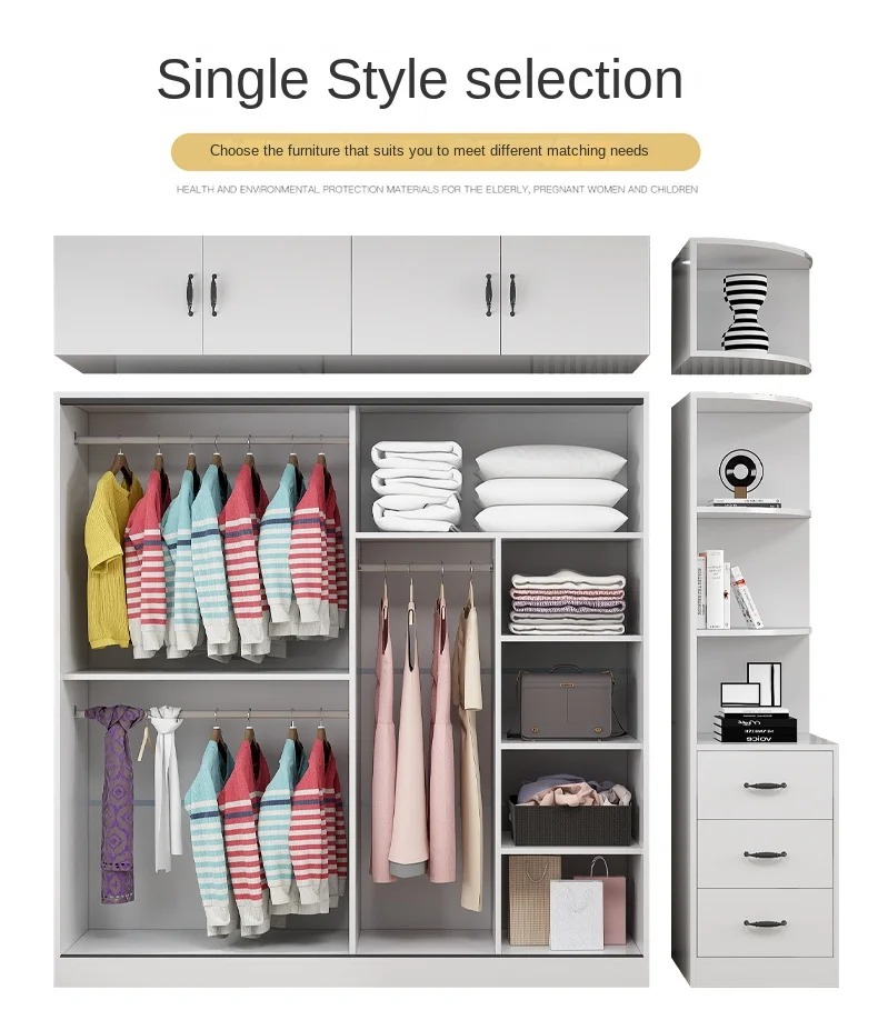 Large Tiered Wardrobe Closet Armoire – Modern Pine Wood Furniture for ...