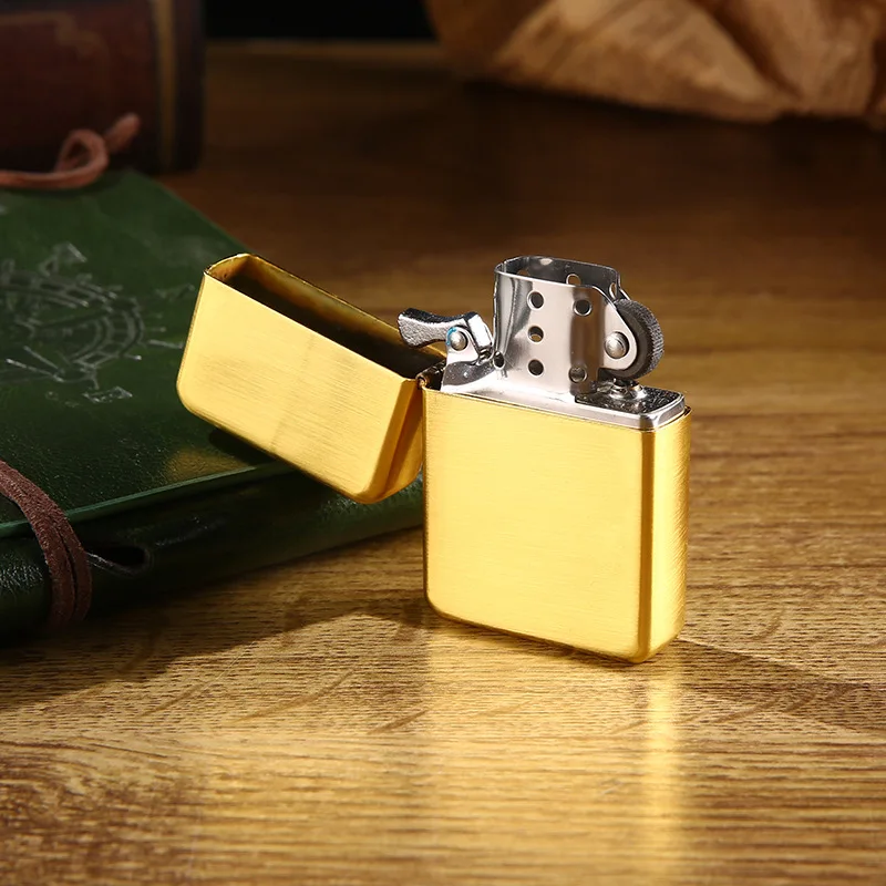 Windproof Classic Kerosene Lighter Gold Drawn Wire Cigarette Lighter ...