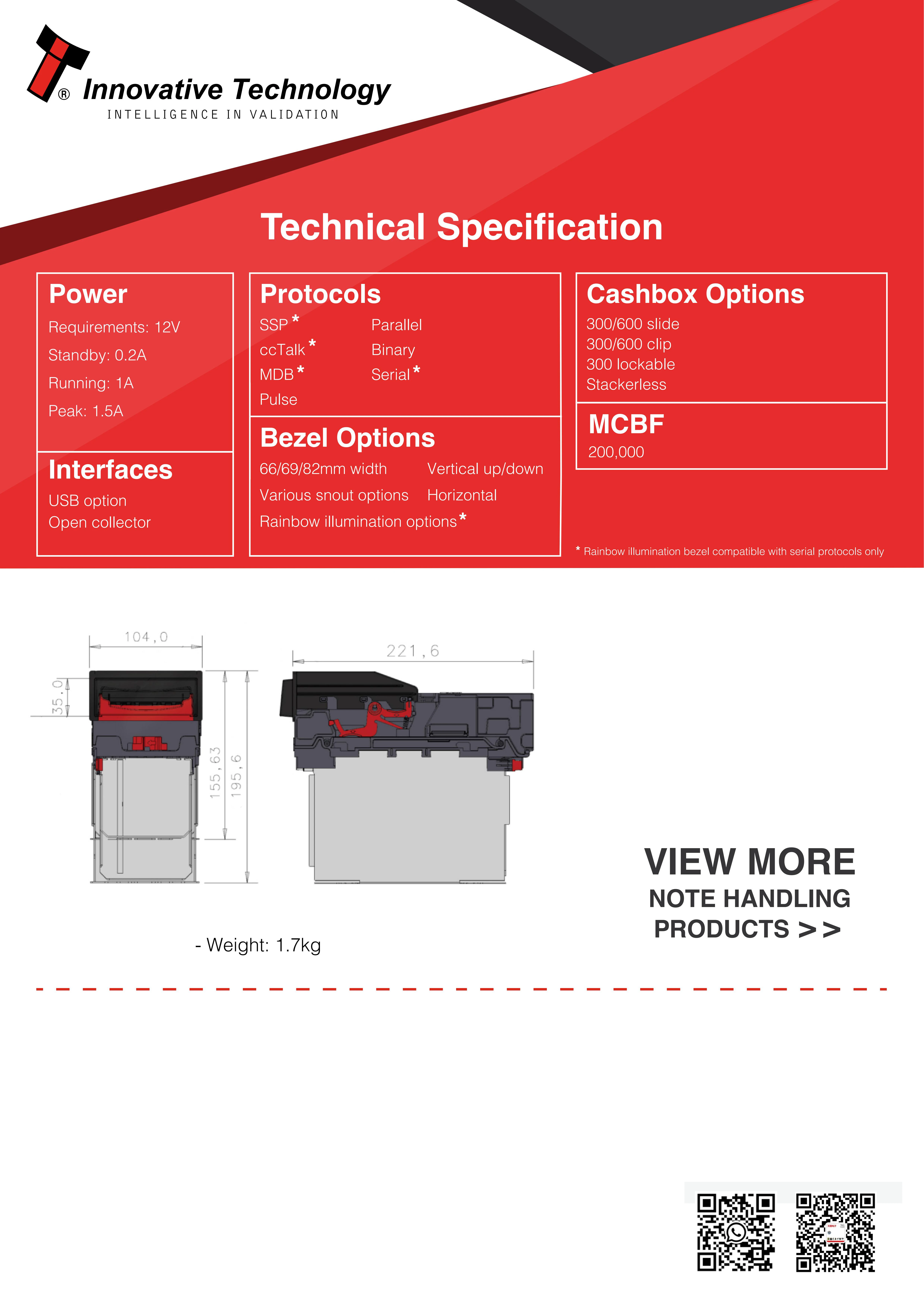 Banknote Validator ITL NV9 USD Bill Acceptor With Cash Box Banknote ...