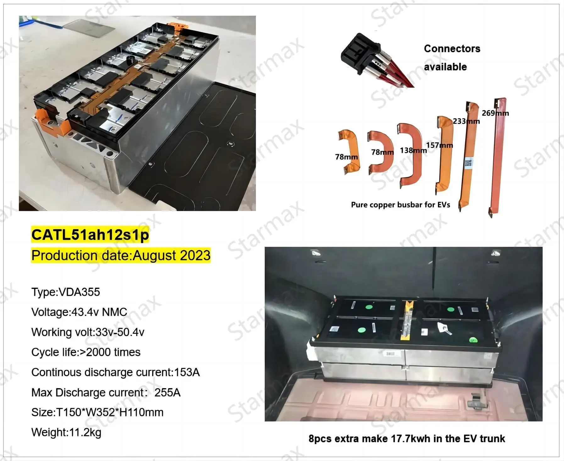 CATL 51Ah 43.2V NCM Rechargeable Prismatic Battery for Motorcycle ...