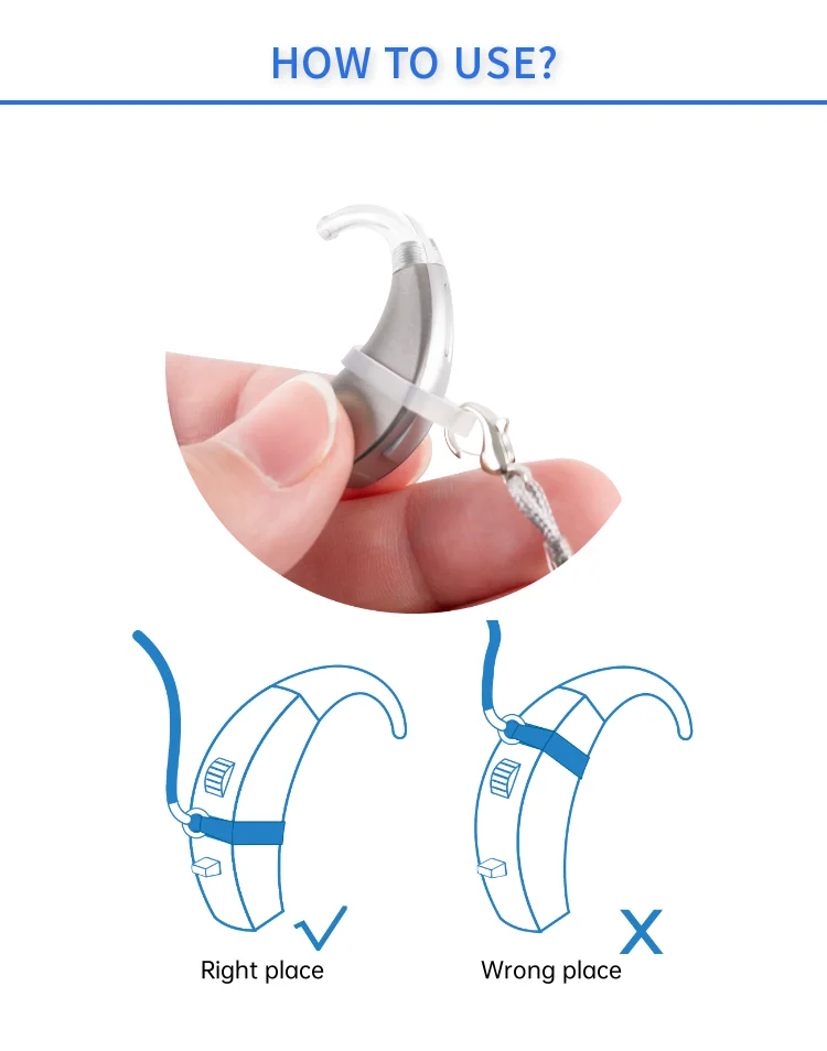 Silicone BTE Clip Adapter Elastic Loops for Hearing Aids