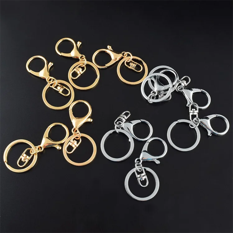 Factory Price 30mm Key Chains Key Rings Round Gold Silver Color Lobster ...