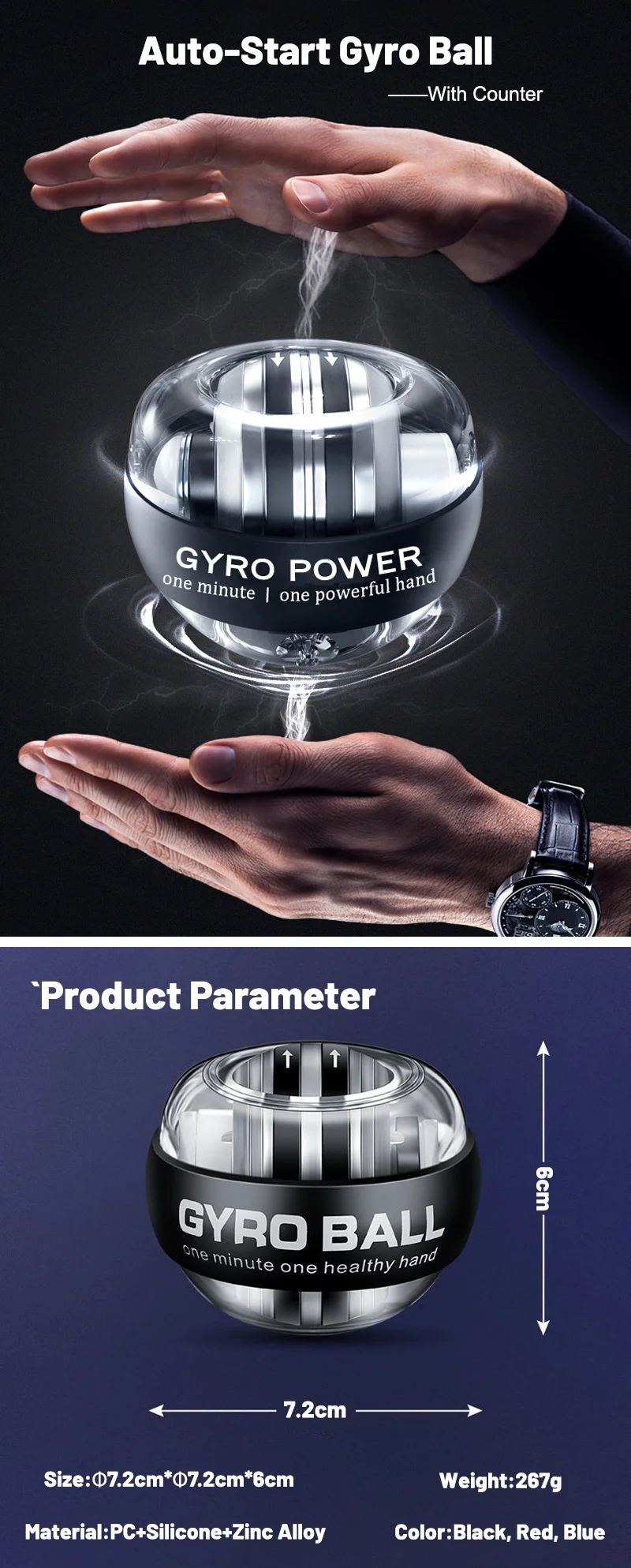 New Design Counting Gyro Ball Speed Mode Timing Mode Led Flashing Gyro ...