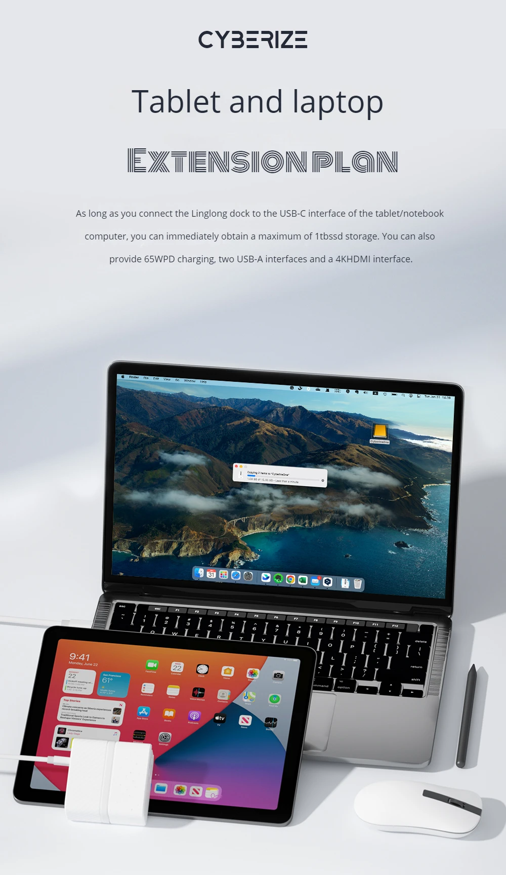 Cyberize ONE - Ultimate Charging Solution with USB C Hub