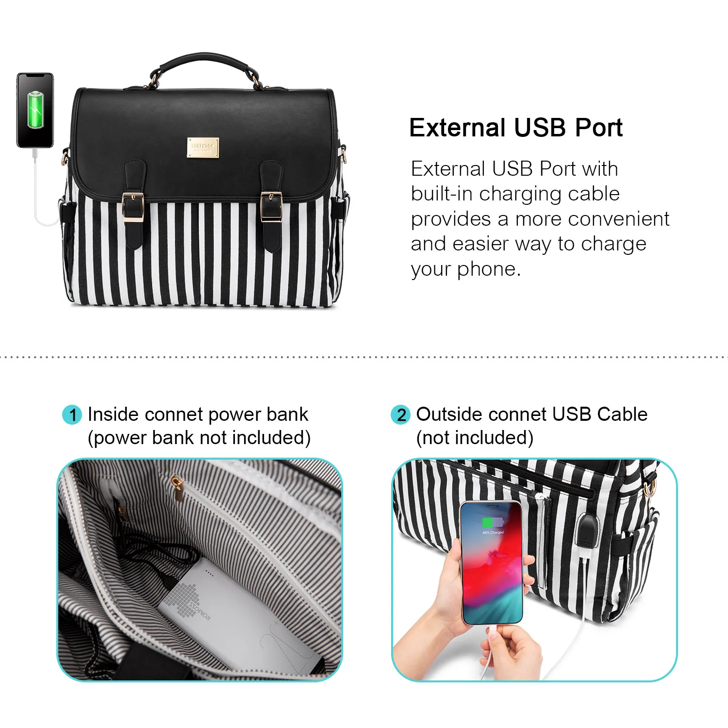 Lovevook High Quality Waterproof Laptop Pu Briefcase Ladies Shoulder ...