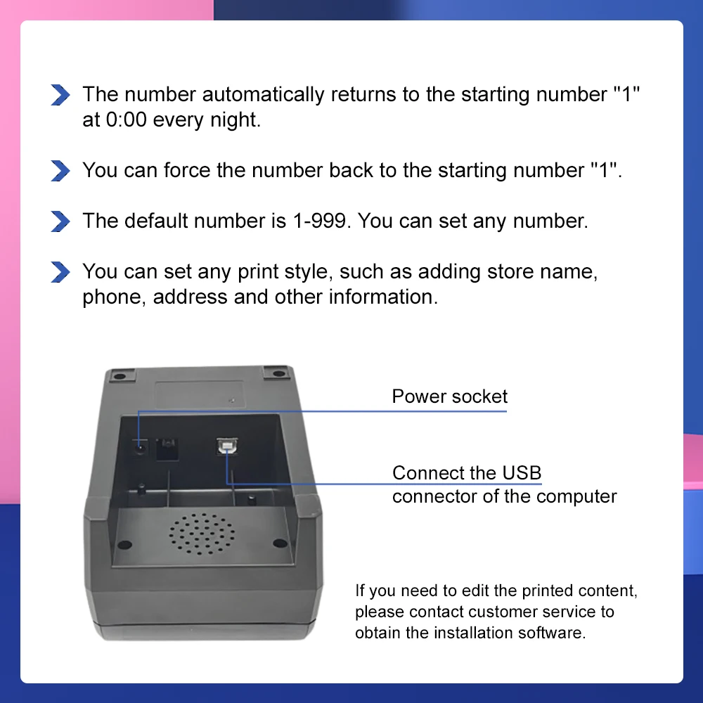KOQI 57mm 4 Lines Ticket Number Thermal Printer for Queues KOQI 57mm 4 Lines Ticket Number Thermal Printer for Queues