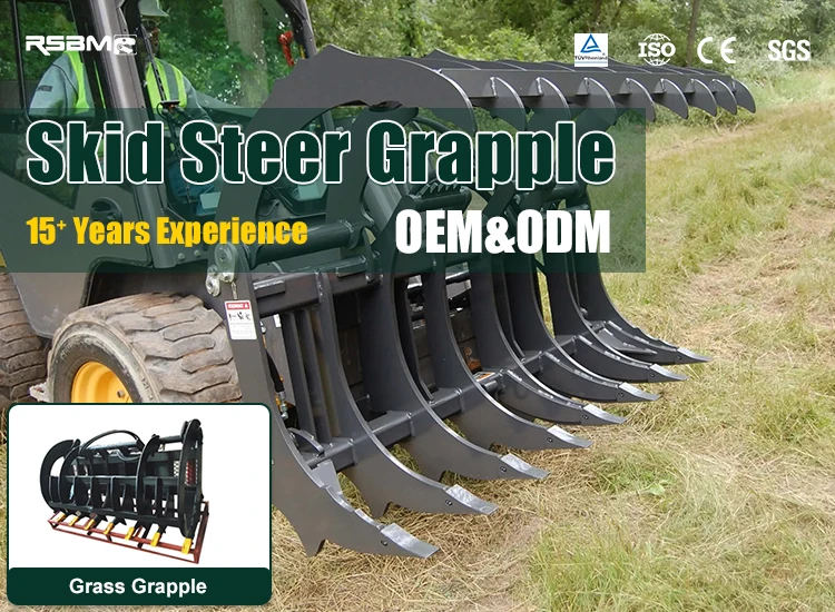 RSBM Hydraulic Rake Grapple Bucket - Durable & Versatile