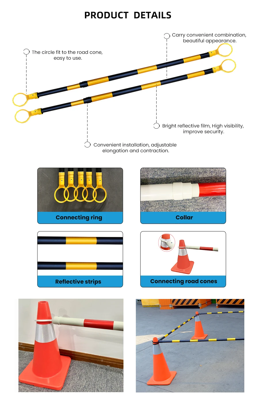 Crowd Control Security Bar Driveway Retractable Road Connecting Traffic ...