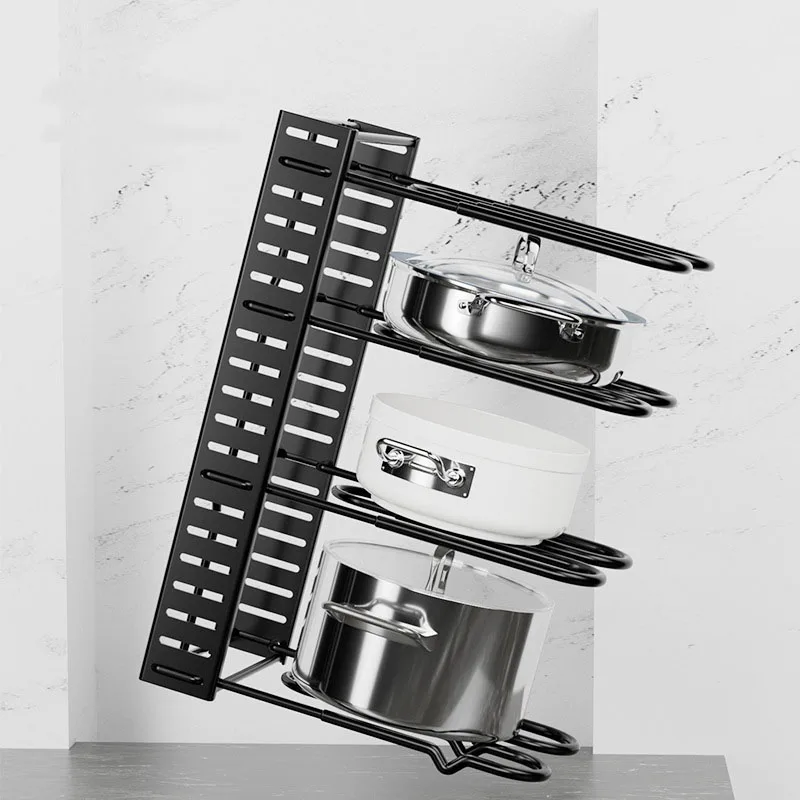 Multi-Layer Vertical Pot Cover Rack Detachable Folding Iron Kitchen ...