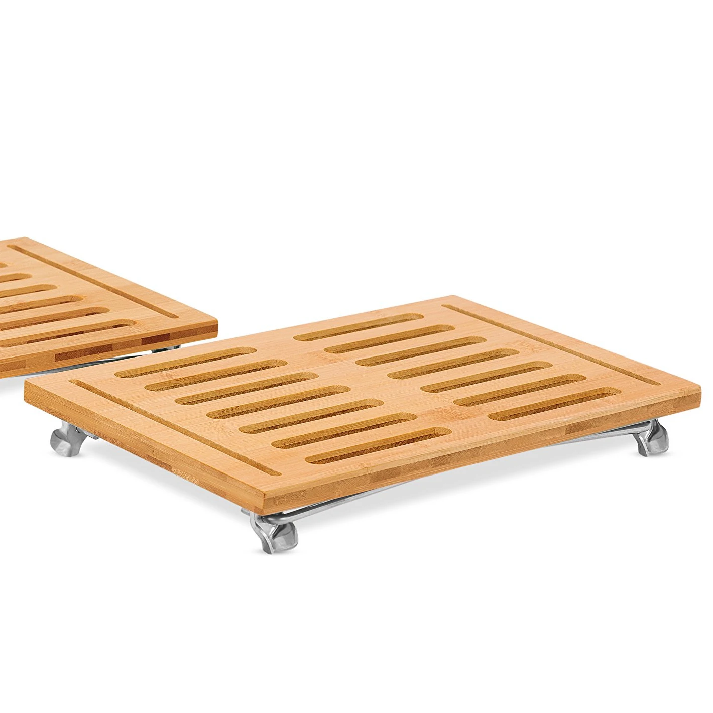 Bamboo Stackable Storage Shelf Multifunction Folding Organizer Rack ...