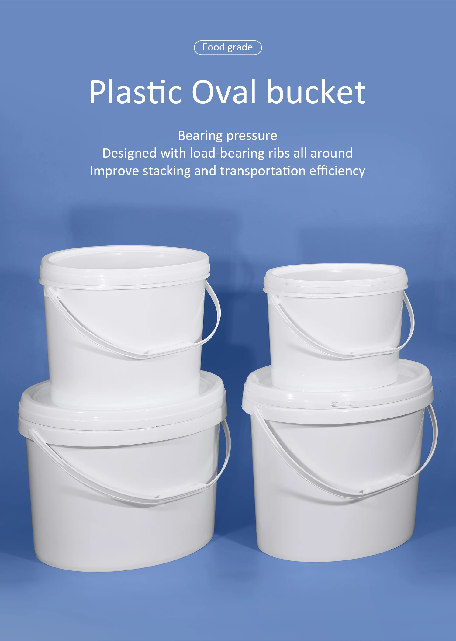 Wholesale 6L 16L 20L Plastic Oval Paint Buckets with Handles
