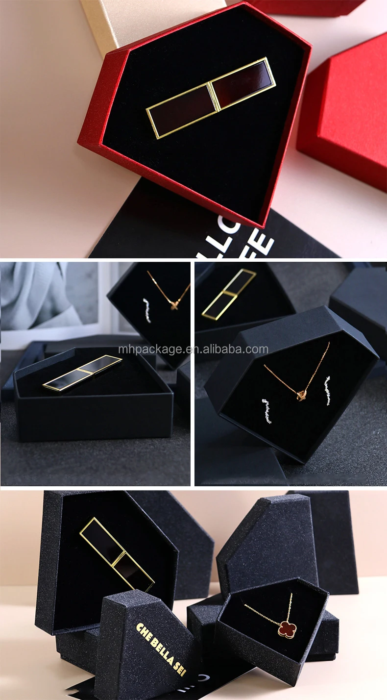 Luxury Red Glitter Paper Cardboard Jewelry Box for Lipstick