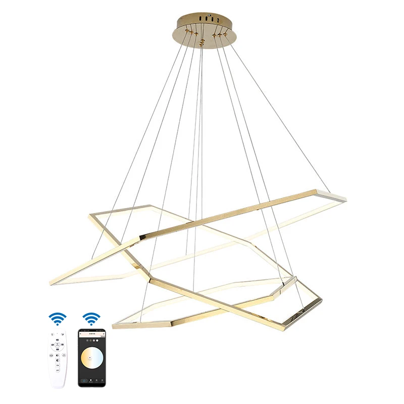 Modern Simple Black Square Led Chandelier Living Room Bedroom Dining ...