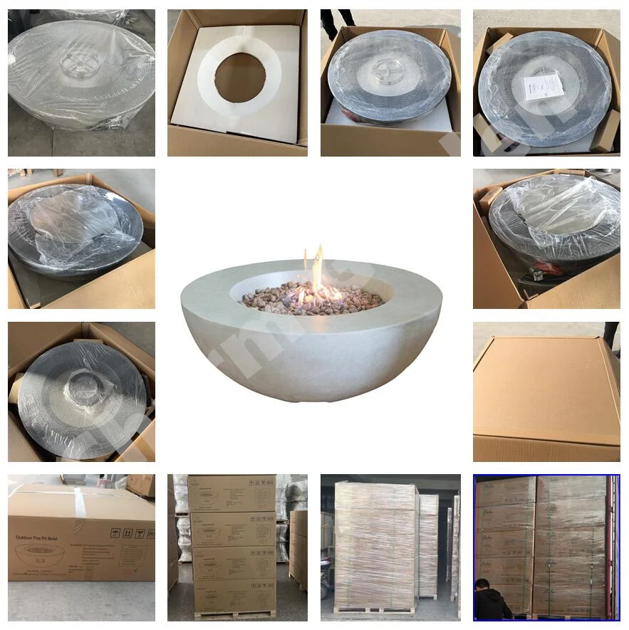 Modern Cast Concrete Freestanding Bio Ethanol Round Fire Pit Indoor ...