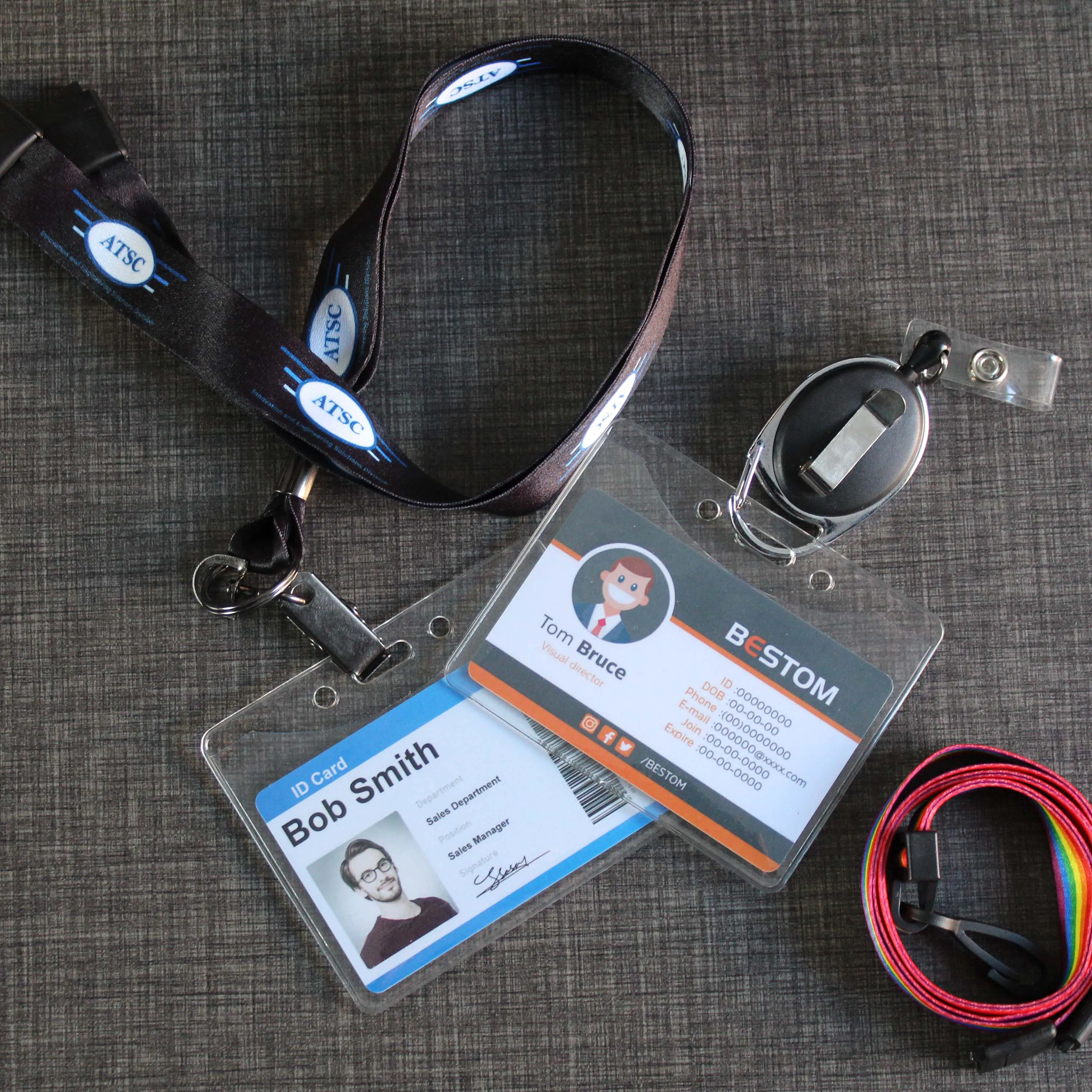 Bestom Clear Vinyl Plastic Business Card Holder Textured Horizontal Id ...