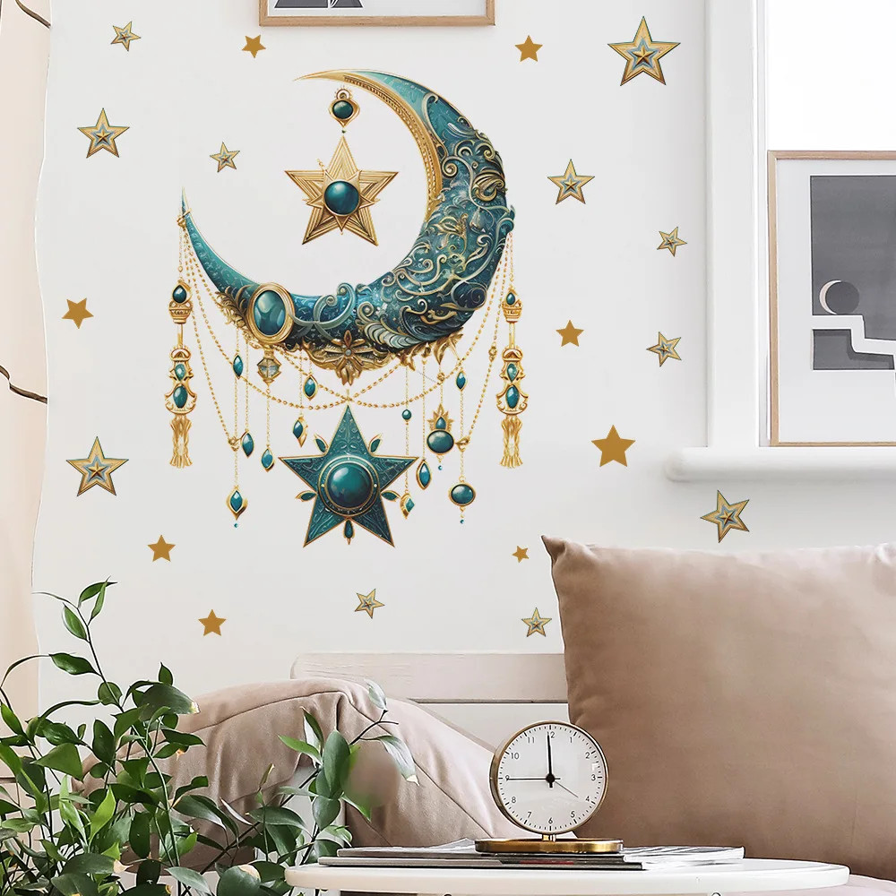Middle East Luxury Wallpaper Muslim Moon Stars Wall Sticker for Islam ...