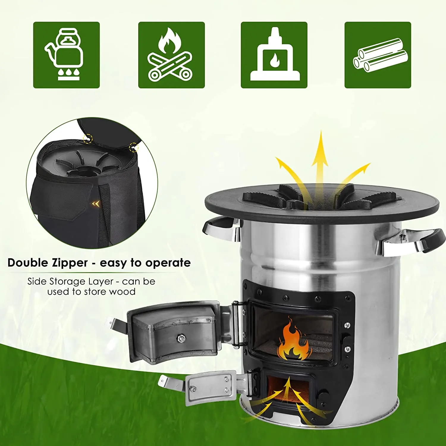 Portable Outdoor Wood Burning Rocket Stove for Camping and BBQ ...