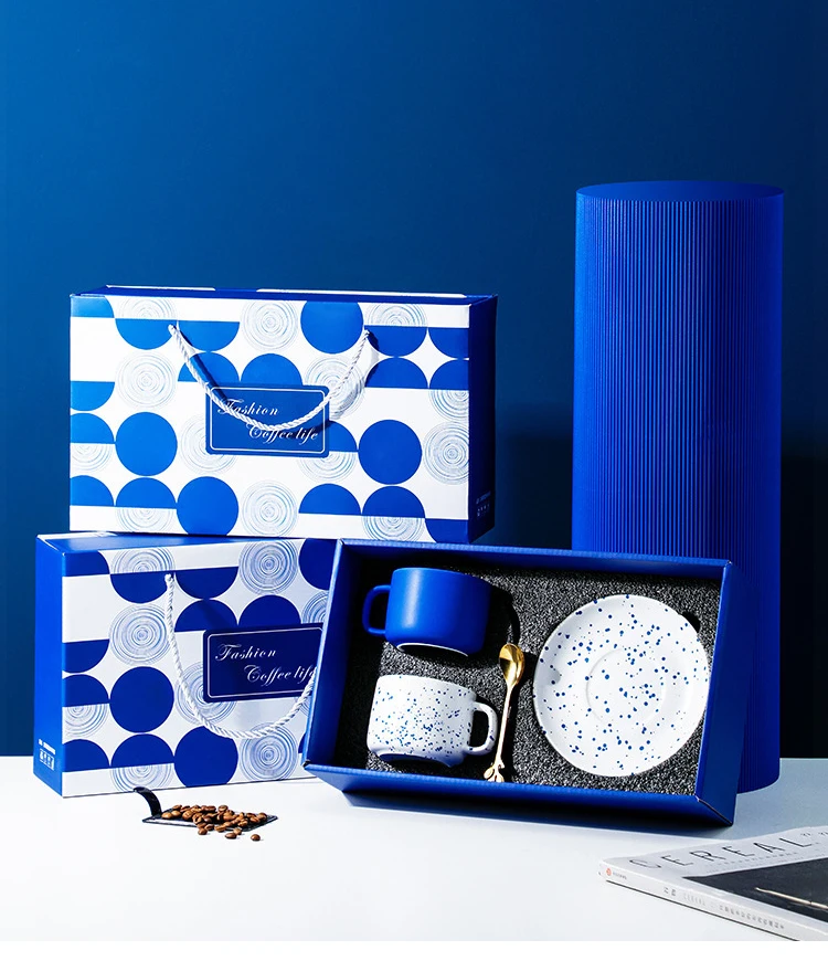 Wholesale Tea Gift Set Blue Tea Cup Set Of 2 Coffee Cup And Saucer ...