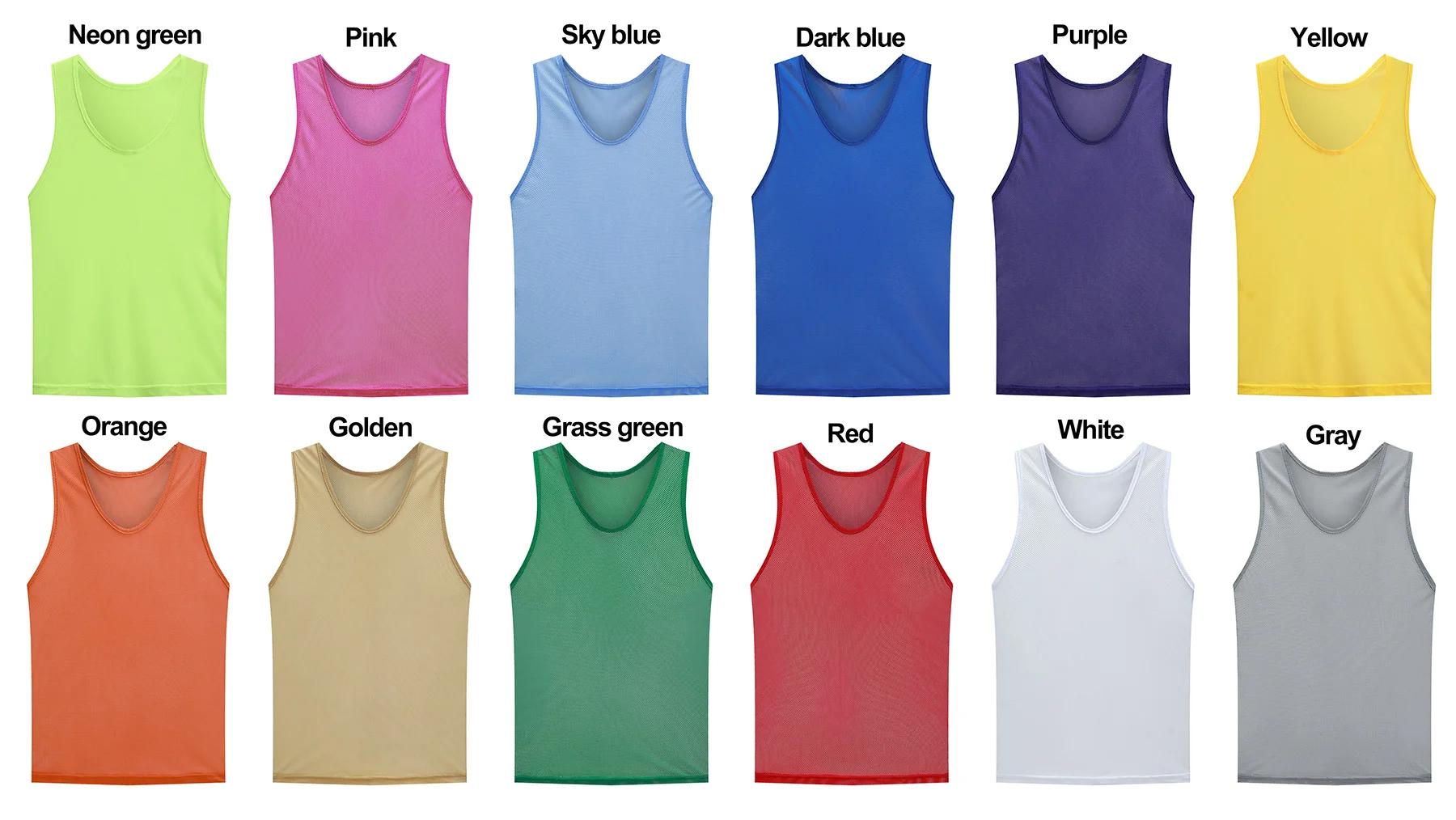 Wholesale Numbered 100% Polyester Mesh Soccer Training Pinnies