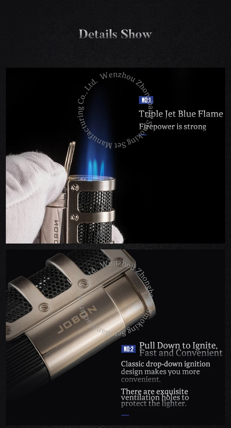 Jobon Triple Jet Blue Flame Butane Gas Torch Lighter Supplier With ...