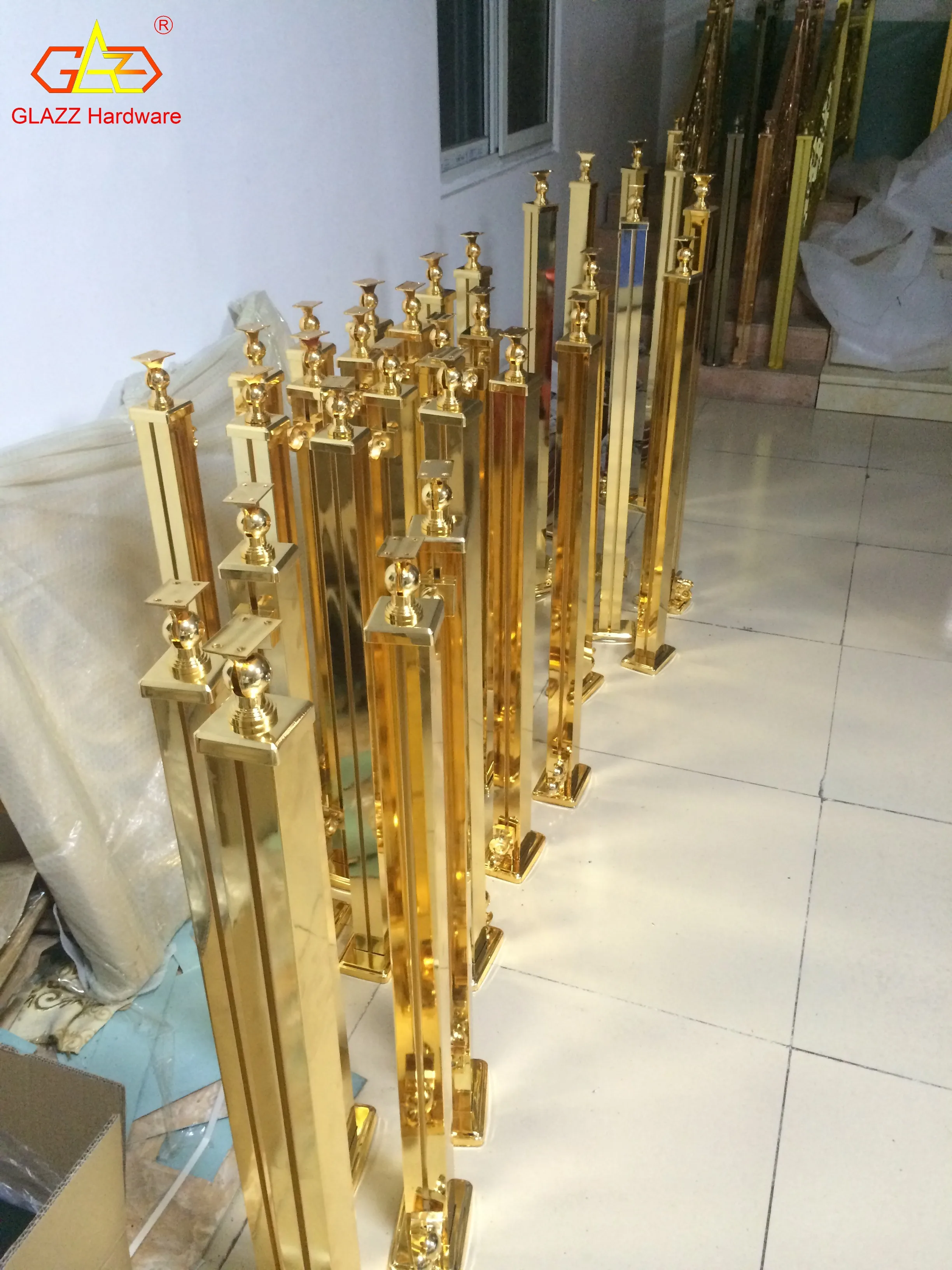Luxury Gold Stainless Steel Villa Staircase Handrail