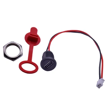 Waterproof Threaded Panel Mount Usb Type C Female Connector Jack Wire ...