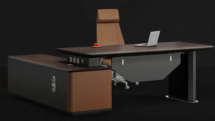 Luxury Commercial Mdf Office Furniture Set L Shaped Boss Ceo Office ...