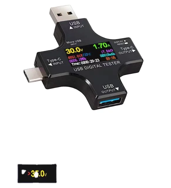 USB Digital Multimeter Amperage Power Capacity Reader USB C Current ...