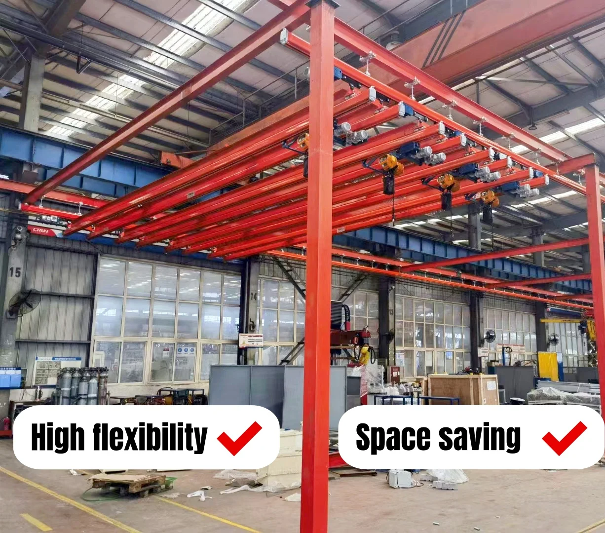1 Ton 2 Ton Mobile Modular Bridge Crane System Electric Motor Flexible ...