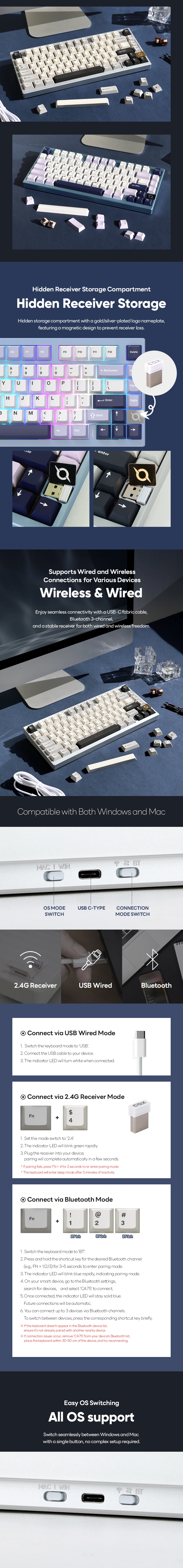 COX Mechanical Aluminum CA75 80keys Keyboard - RGB Gaming