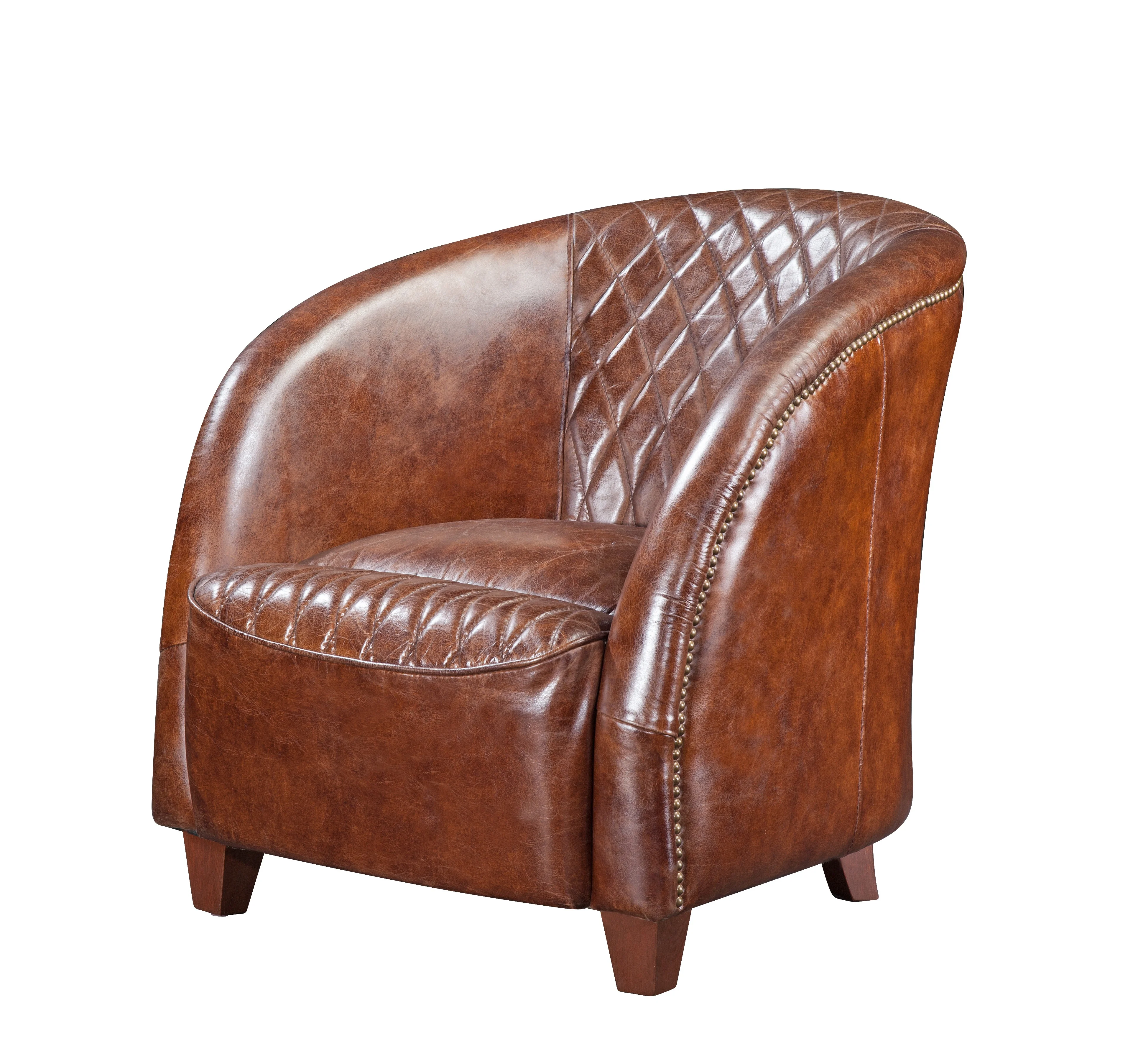 Antique Style Luxury Living Room Chair Vintage Leather Accent Chair ...