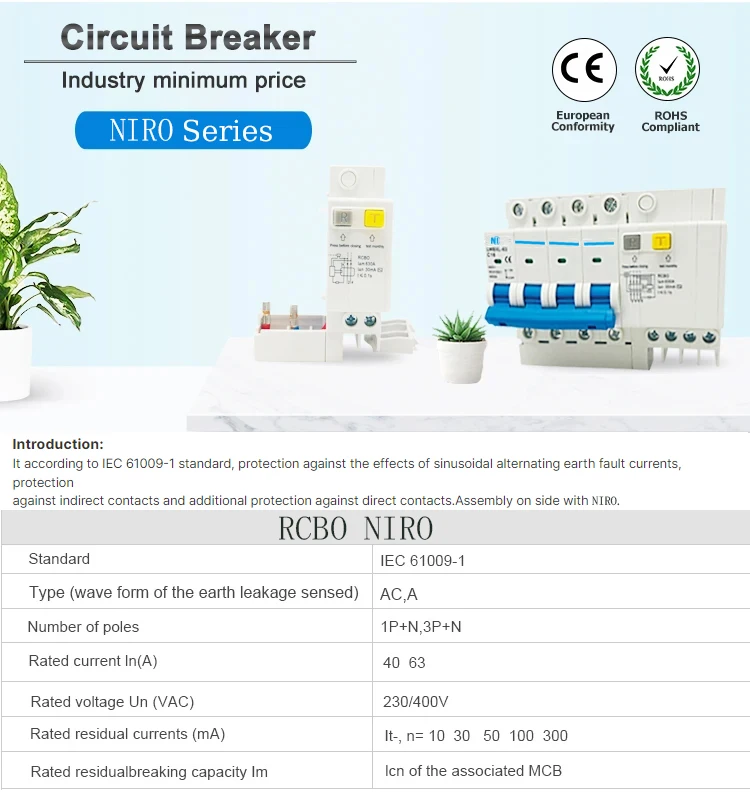 Rcbo New Rcbo Mcb+rcd 6ka 63 Amp 2p Rcbo 1p+n Earth Leakage Circtuit Breaker Elcb - Buy Rcbo mcb ...