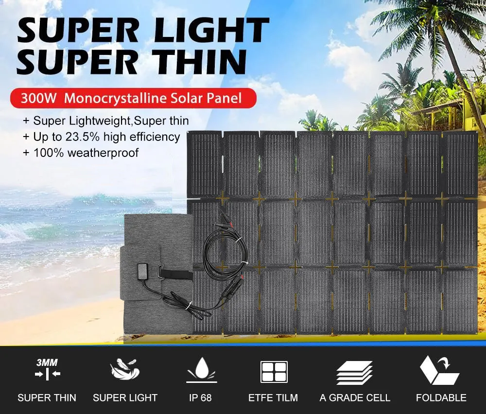 Waterproof Solar Panel Camping 24v Etfe Mono Foldable Panels Solar 300w ...