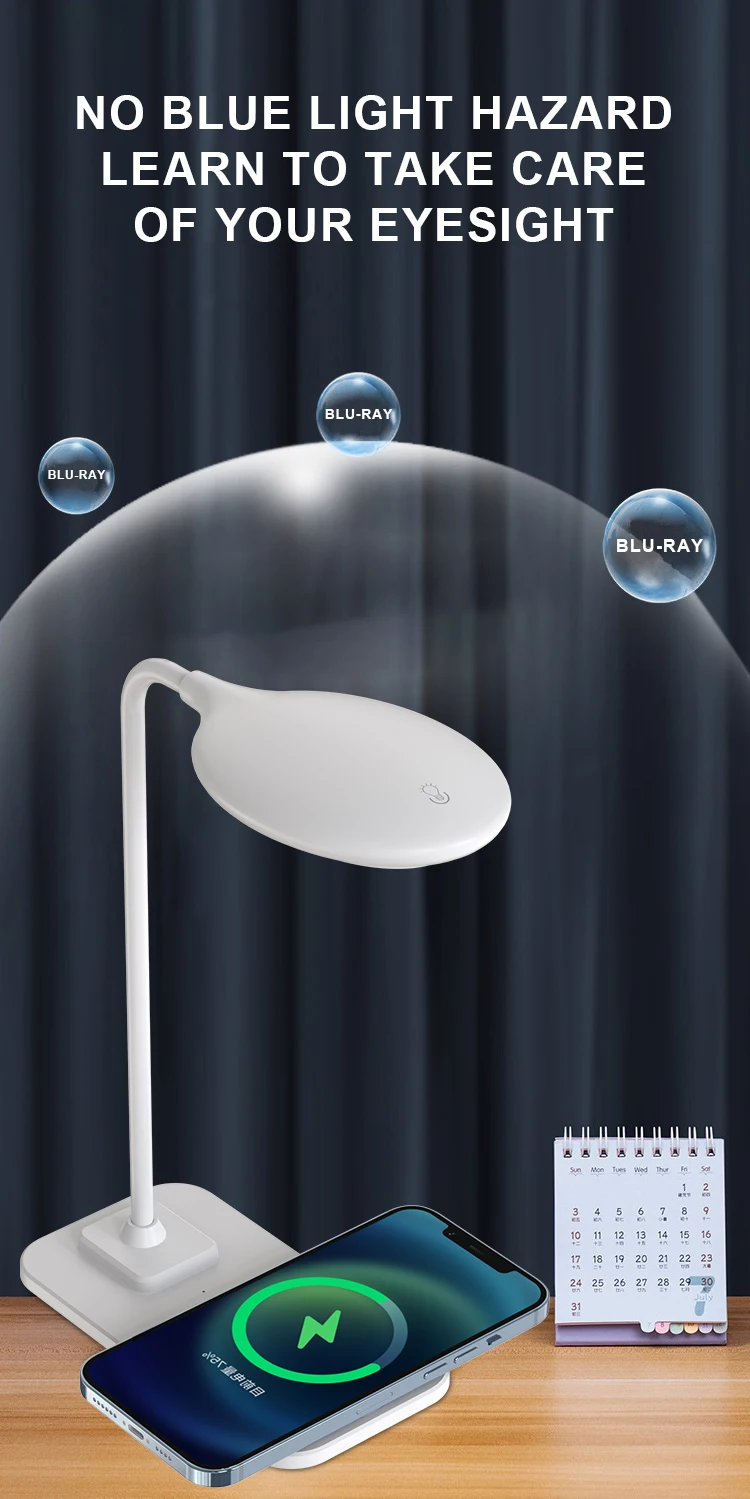 Foldable Flexible Led Rechargeable Student Table Lamp Wireless Charger ...