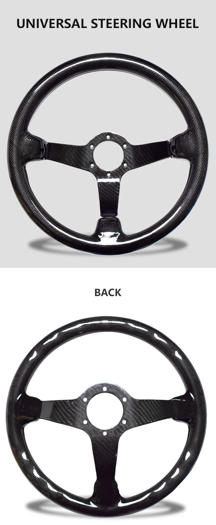 340mm Steering Wheel - Deep Dish Carbon Fiber Racing Wheel