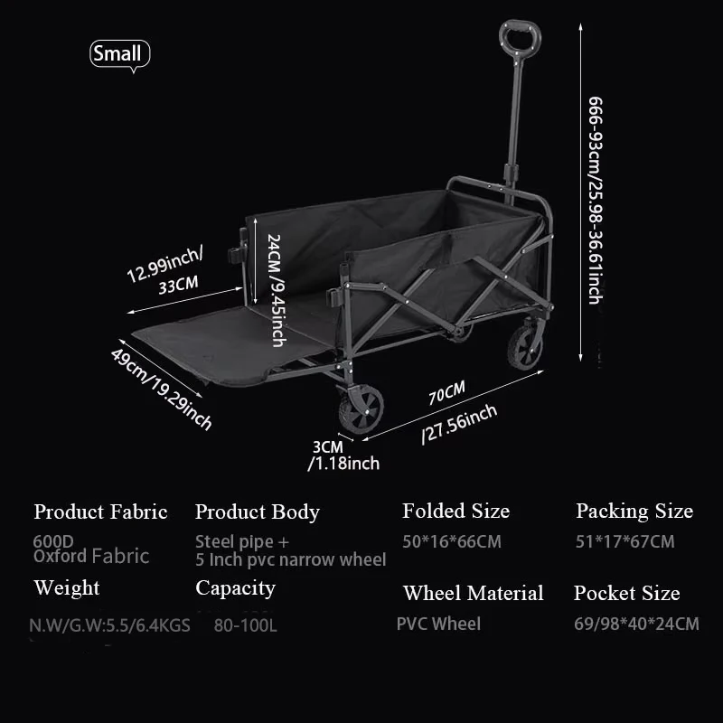Custom Portable Foldable Trolley Collapsible Wagon Cart 5inch Outdoor ...
