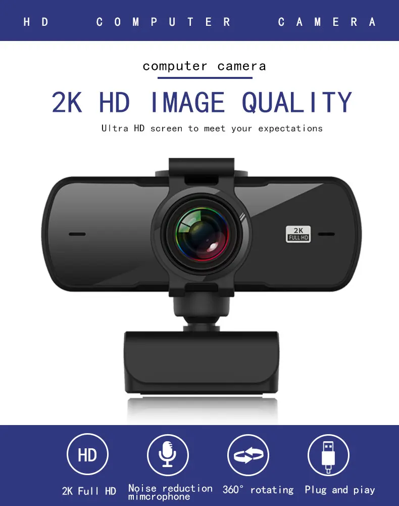 Pc-c5 Usb Computer Camera 2k 4m Pixels Webcam With Privacy Cover Tripod ...